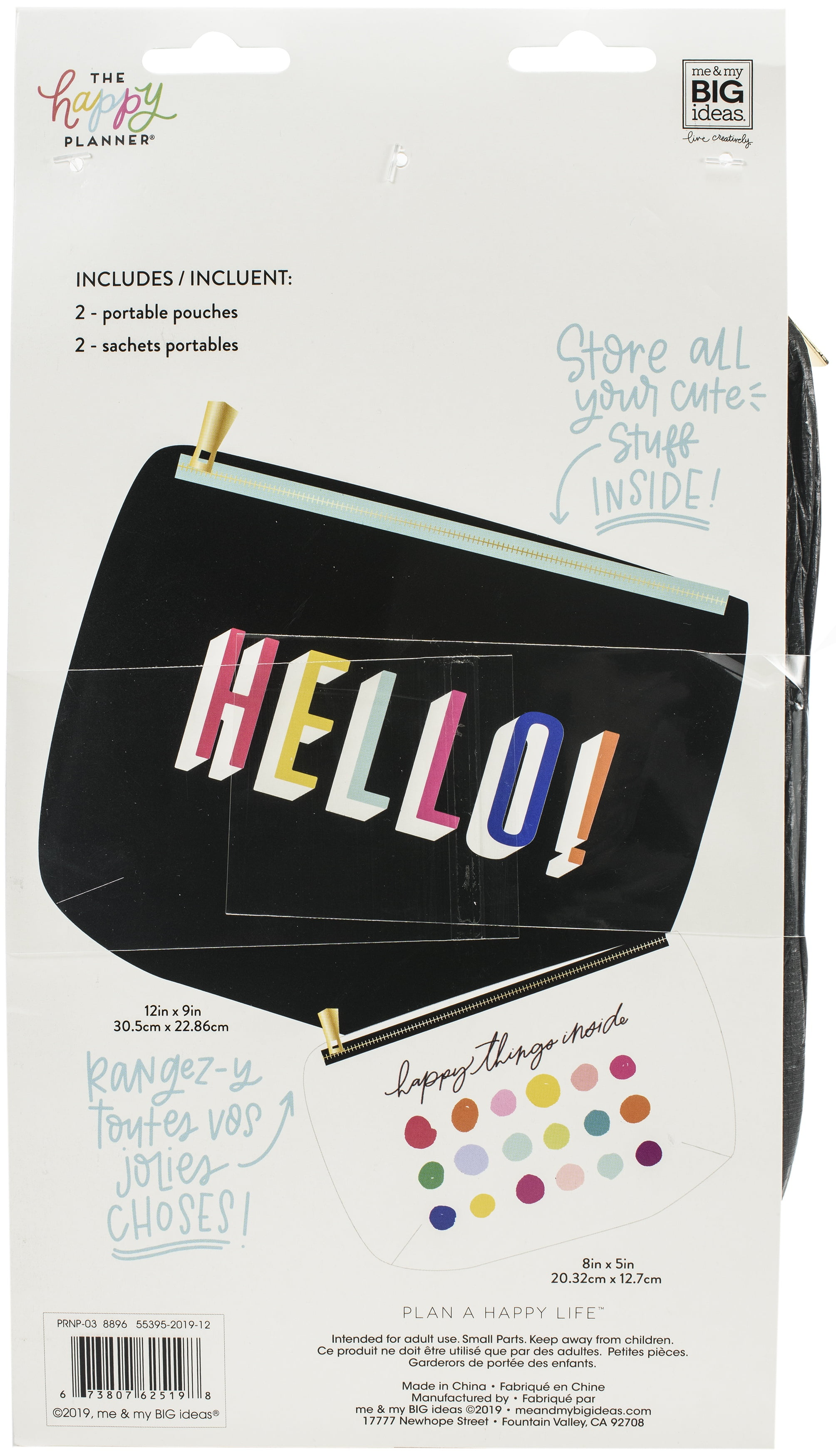 Happy Planner Flexible Nylon Pouch 12"X6.5"X.3"-Hello 2/Pkg - Walmart.com