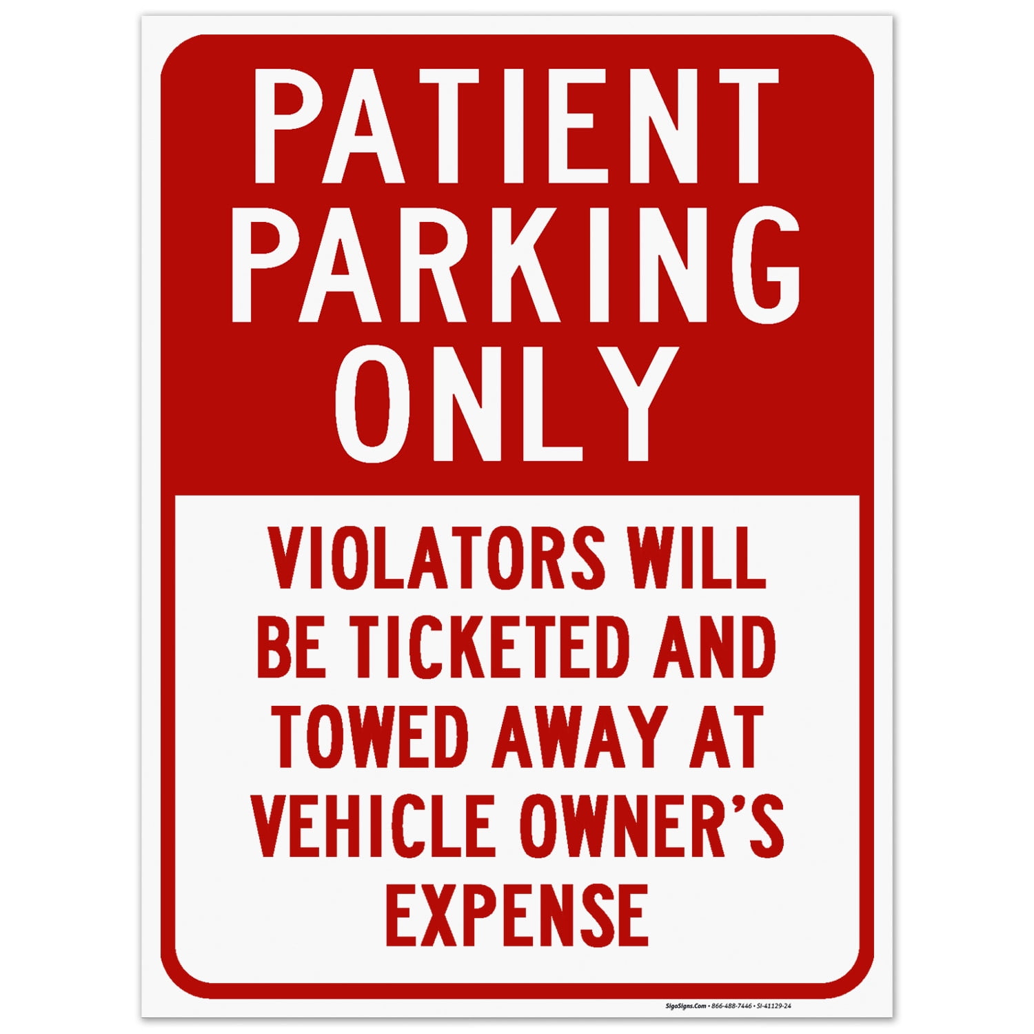 Patient Parking Only Red Sign, Board, 18x24 Corrugated Plastic ...