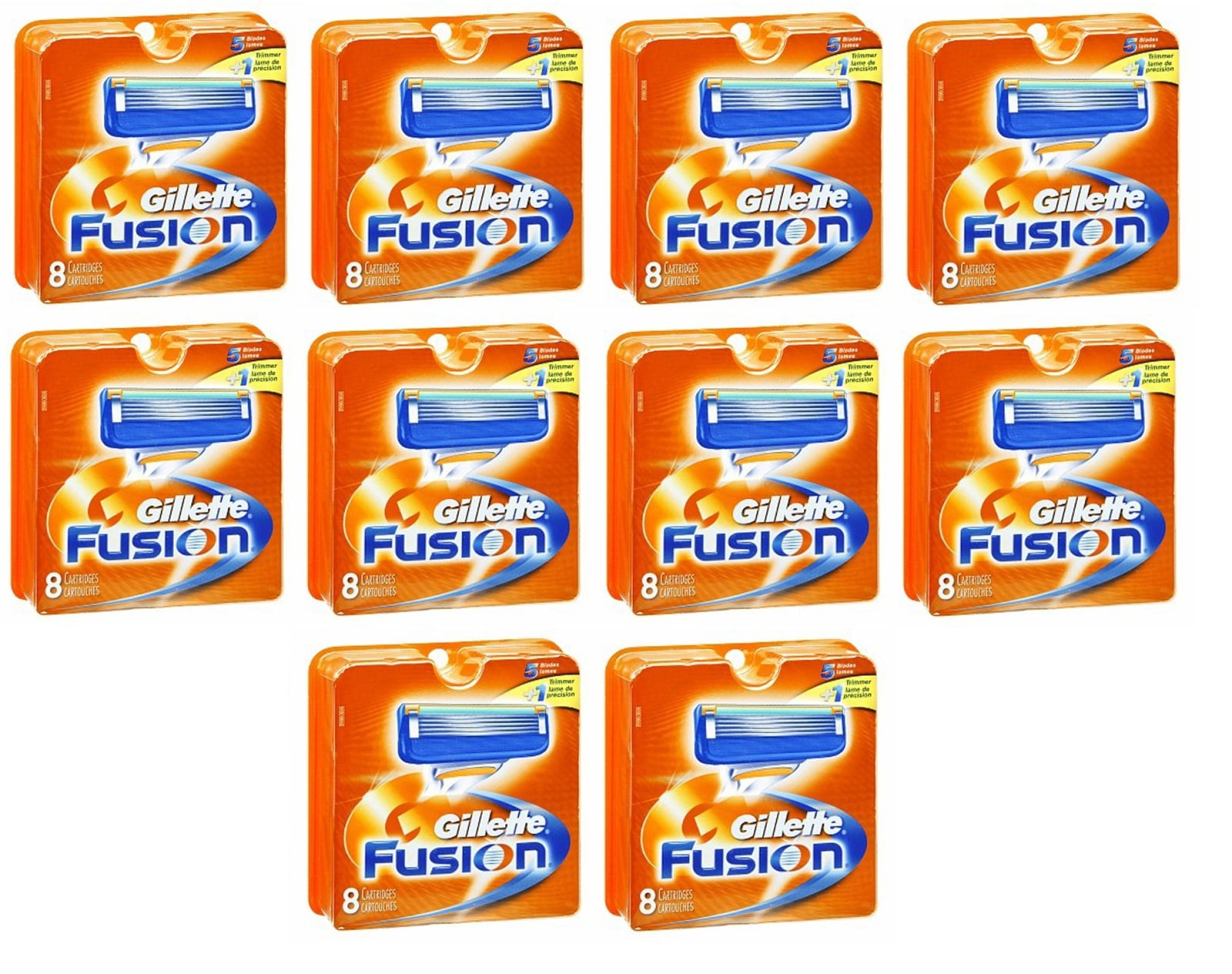 Gillette Fusion Refill Razor Blade Cartidges, 8 Ct. (Pack of 10) + Yes ...