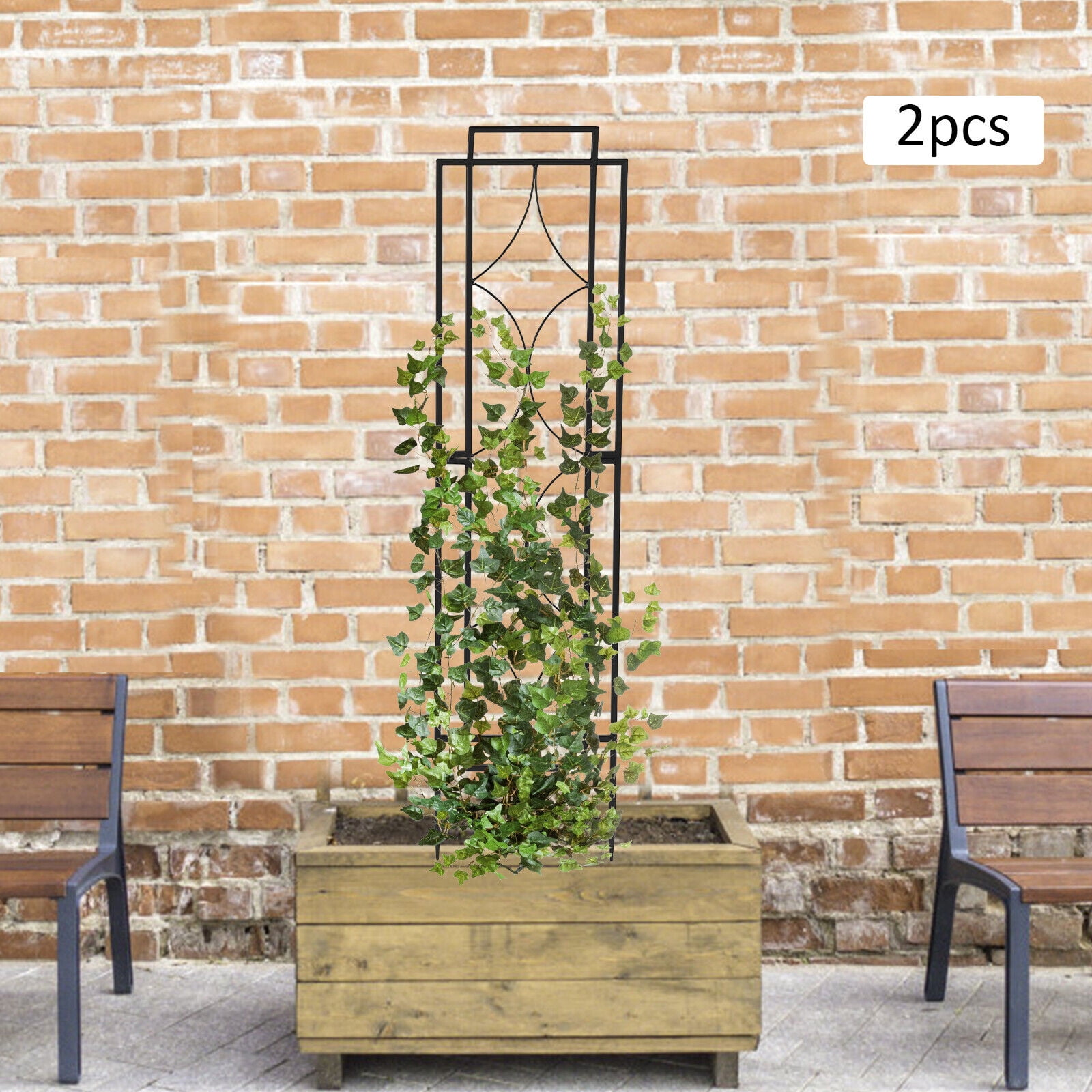 FETCOI 2 Pack Garden Trellis For Climbing Plants Outdoor Large Rust ...