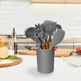 11Pcs Silicone Cooking Utensil Set Heat Resist Wooden Handle Silicone ...
