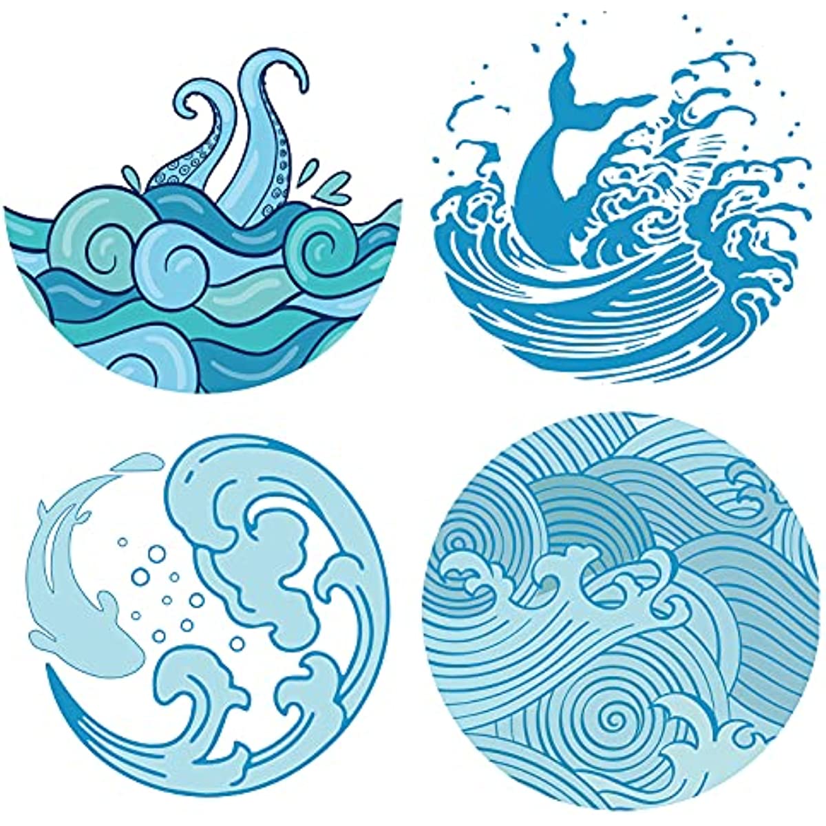 4PCS Waves Window Sliding Door Decals Sticker Static Glass Clings Non ...