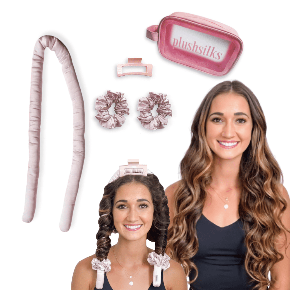 Plushsilks Heatless Hair Curlers - Pink Mulberry Silk Hair Rollers for ...