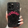 Black Phone Case with Letter & Spider Web Pattern for iPhone and Galaxy ...