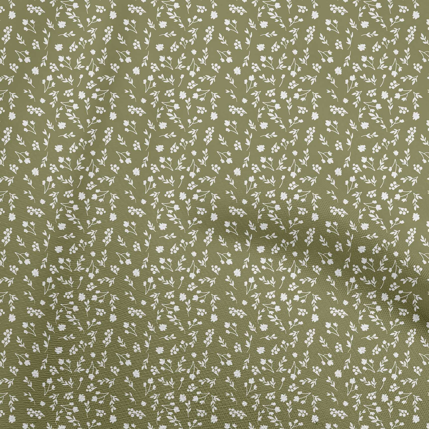 oneOone Silk Tabby Olive Green Fabric Florals Diy Clothing Quilting ...
