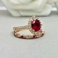 2.30Ct Oval Cut Simulated Red Ruby Bridal Set Wedding Ring 14K Rose ...