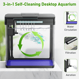 pondon Fish Tank, 1.7 Gallon Glass Aquarium, LED Light, Filter, Air ...