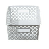 Mainstays Small White Decorative Plastic Storage Basket, 10 in x 8 in x ...