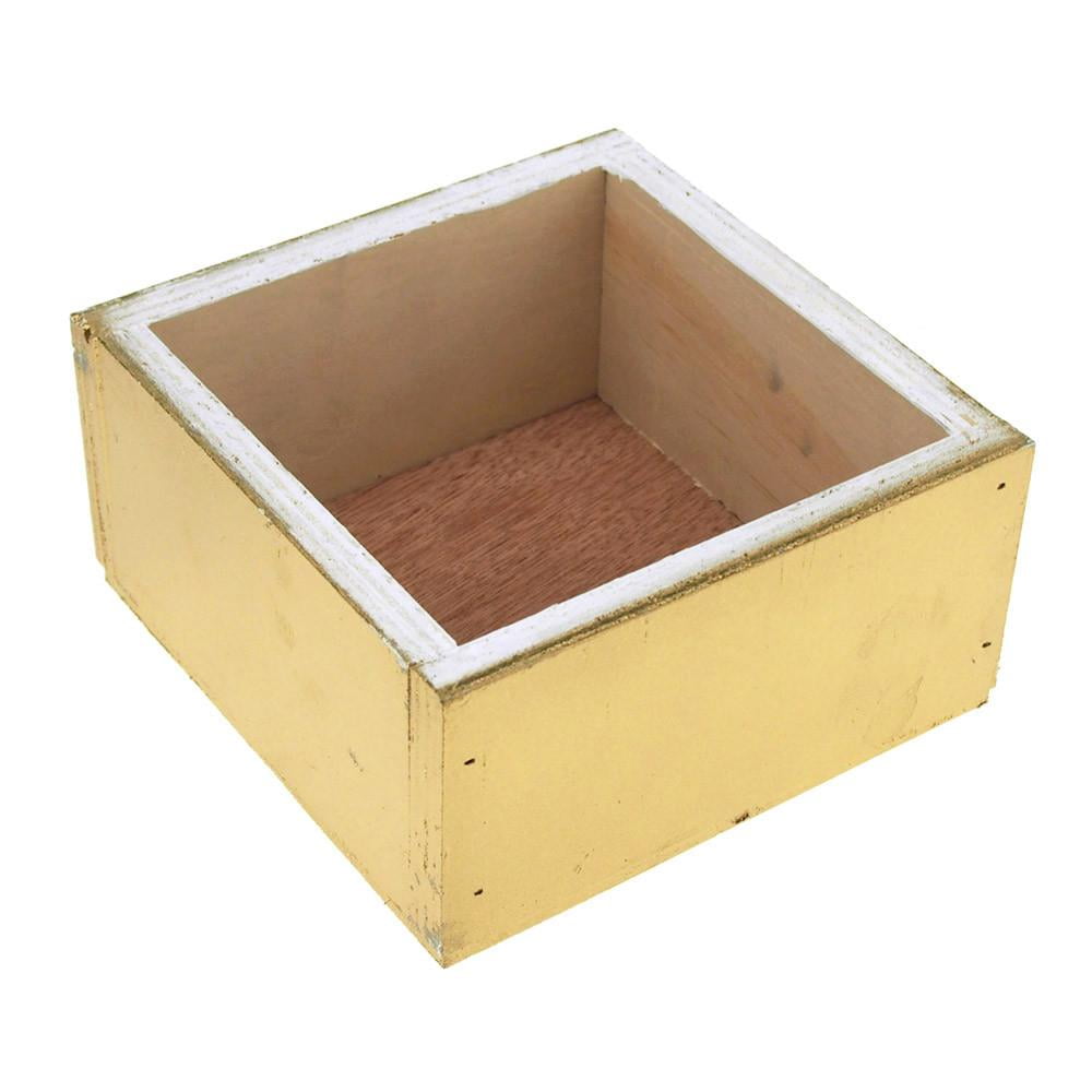 Square Wooden Crate, 6-Inch x 6-Inch, Gold - Walmart.com