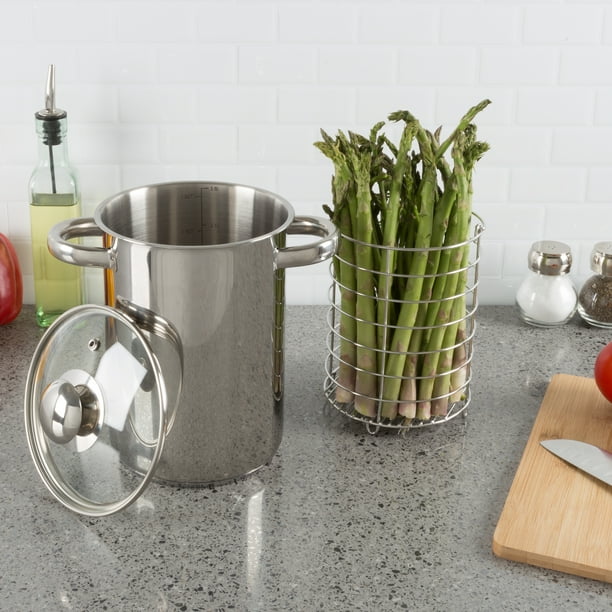 Asparagus Steamer Pot with Mesh Basket-3 Quart Stainless Steel ...