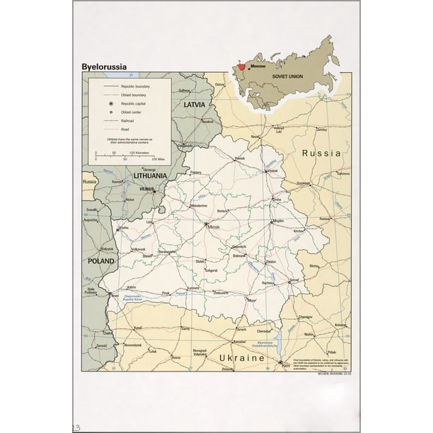 24"x36" Gallery Poster, cia map of Belarus 1991 - Walmart.com - Walmart.com