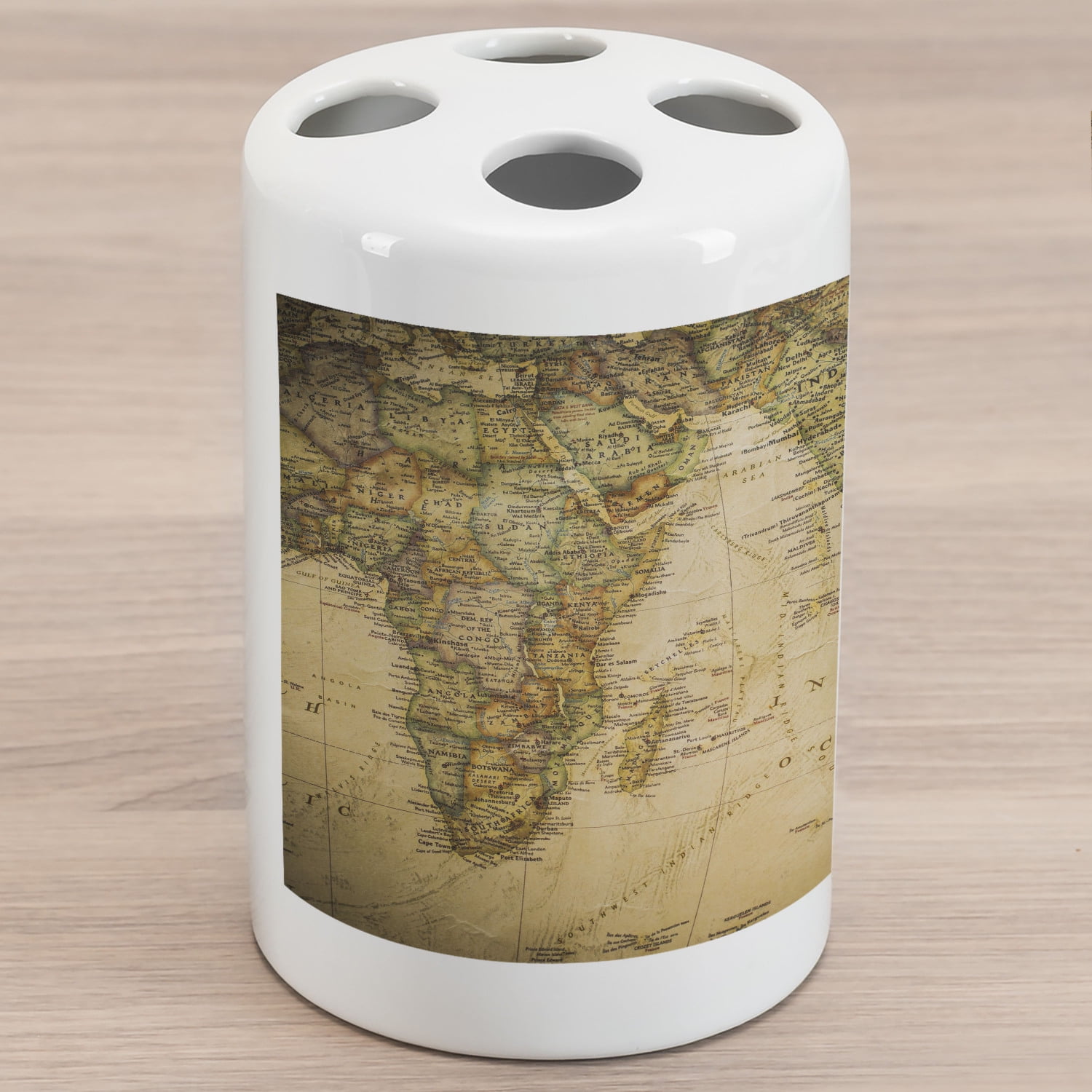 World Map Ceramic Toothbrush Holder, Old Chart Cartography Showing ...