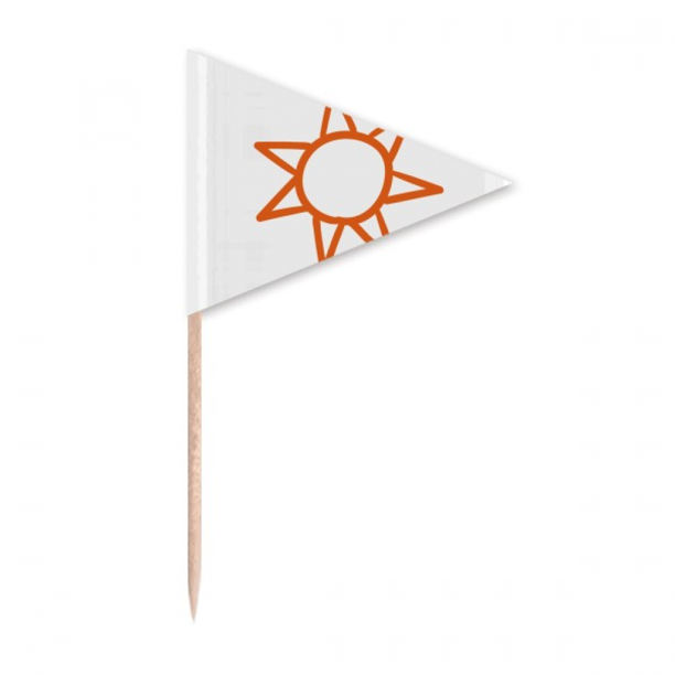 Hand Painting Orange Sun Weather Toothpick Triangle Cupcake Toppers ...