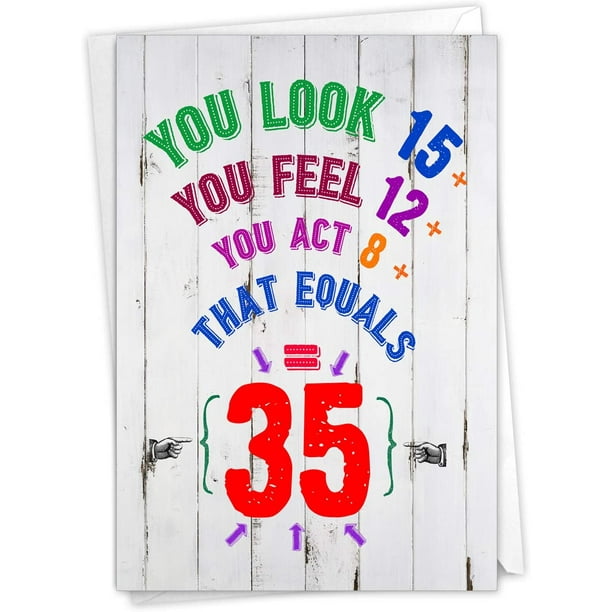 NobleWorks - 35th Happy Birthday Card Funny - Joke Notecard for ...
