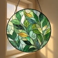 Nature Inspired Green Leaf Stained Glass Round Suncatcher – Decorative ...