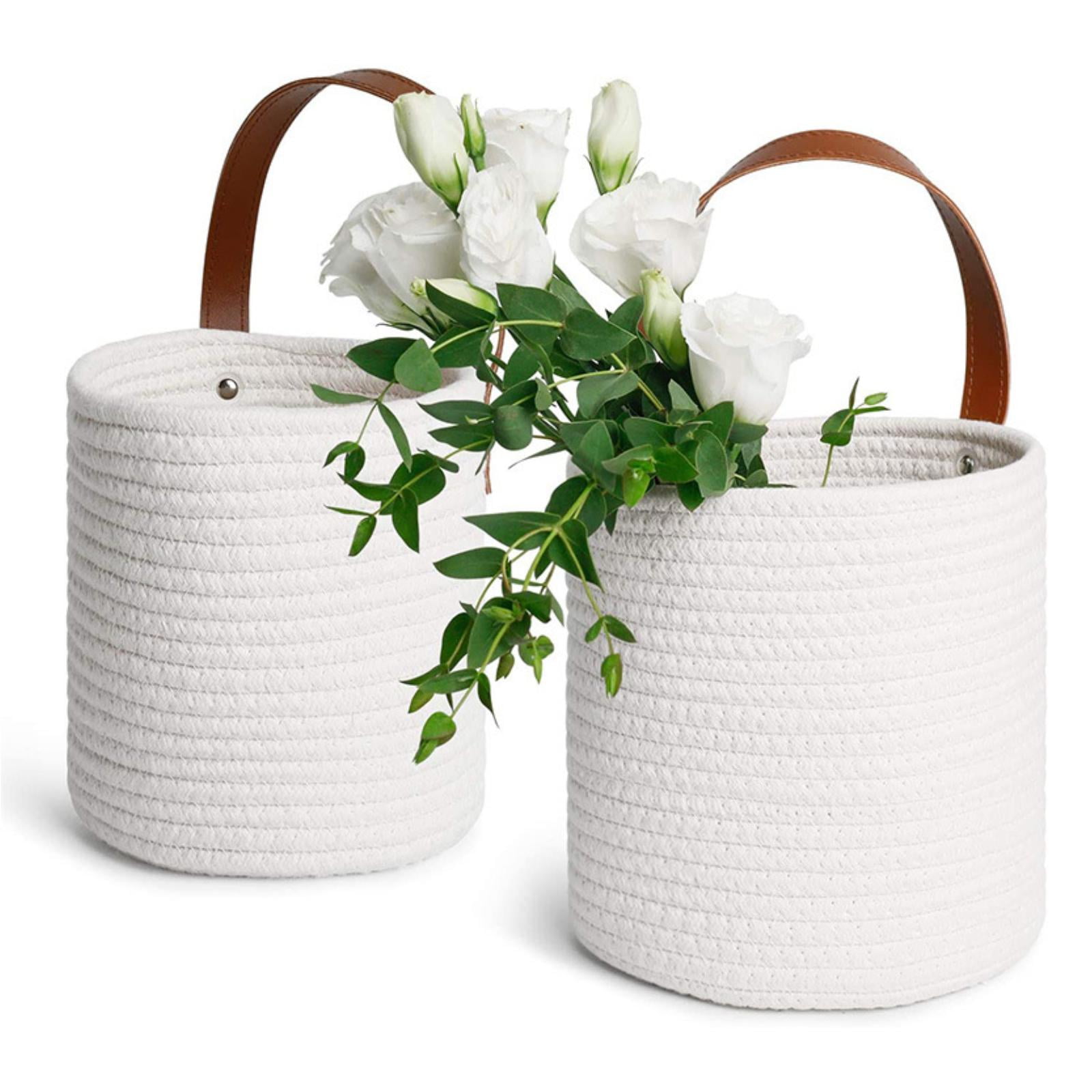 Holocky 2Pack Rope Hanging Basket Woven Round Large Hanging Basket ...