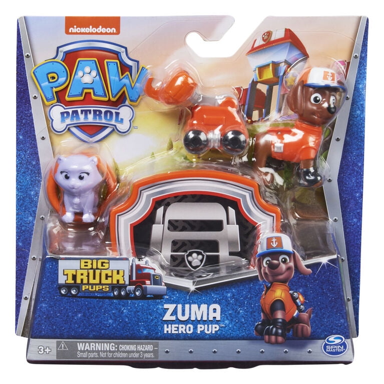PAW Patrol, Big Truck Pups Zuma Action Figure with Clip-on Rescue Drone ...