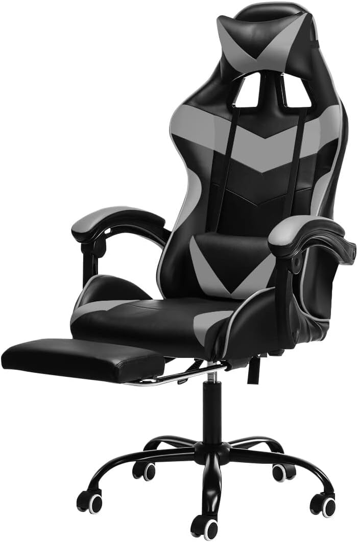 Silla Gamer Ergonómica Con Reposa Pie Giratoria con Ángulo de ...