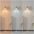 Modern Cordless Rechargeable Floor Lamp, Woven Rattan Cone Shade, 3 ...