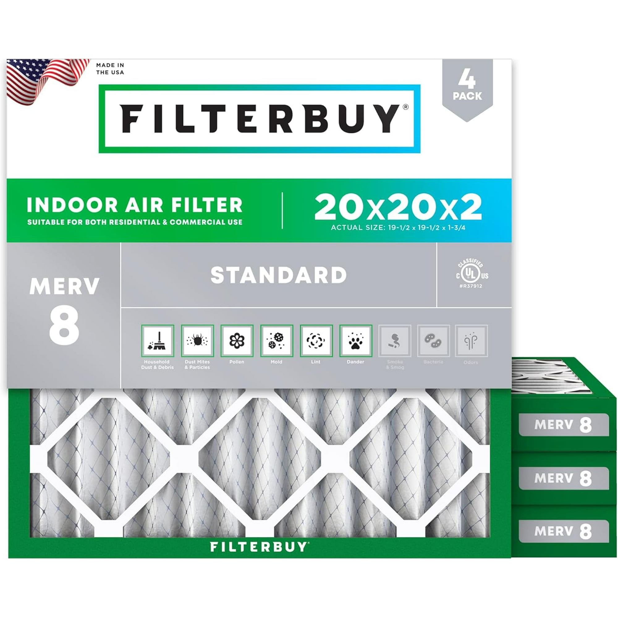 Click here for Filterbuy 20x20x2 Merv 8 (Mpr 600) Dust Defense  P... prices