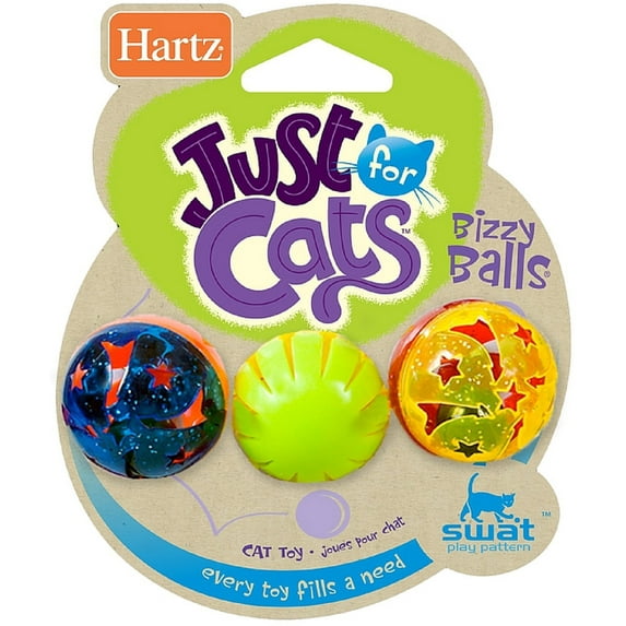 Hartz Just For Cats Bizzy Balls Cat Toys 3 ea (Pack of 2) - Walmart.com