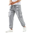 Kilaqueen Mens Sweatpants Drawstring Elastic Waist Multi-Pockets Cargo ...