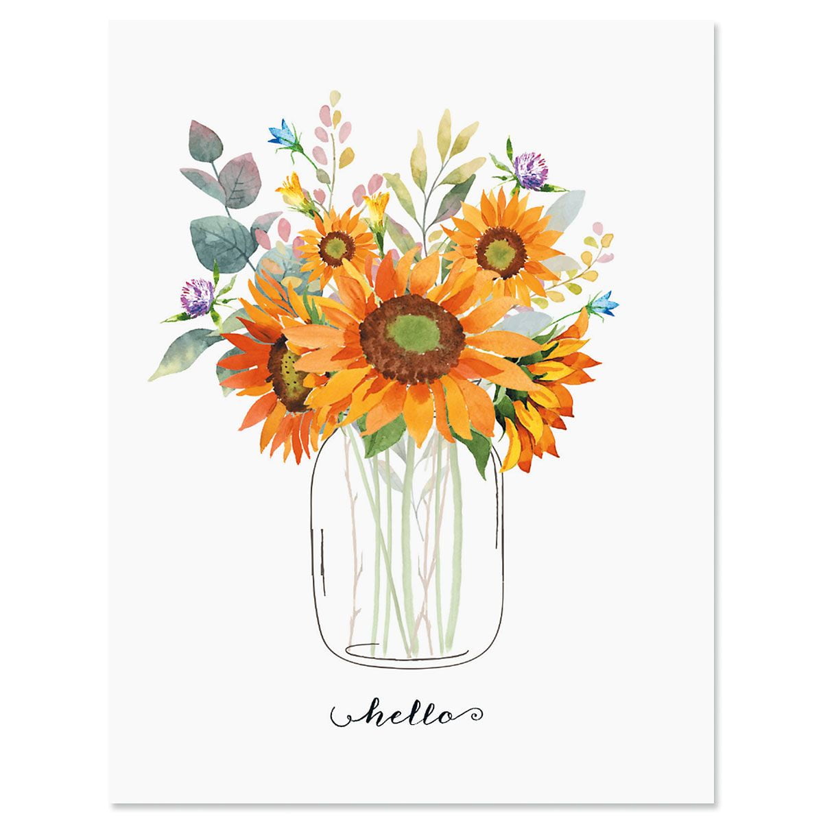 Sunflower Note Cards - Set of 10 4 1/4" by 5 1/2" blank inside Autumn ...