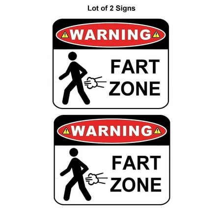 2 Count "Warning Fart Zone" 11 inch by 9.5 inch Laminated Funny Sign ...