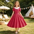 Shinyii Girls Vintage Polka Dots Dress Summer Short Sleeve A Line Party ...