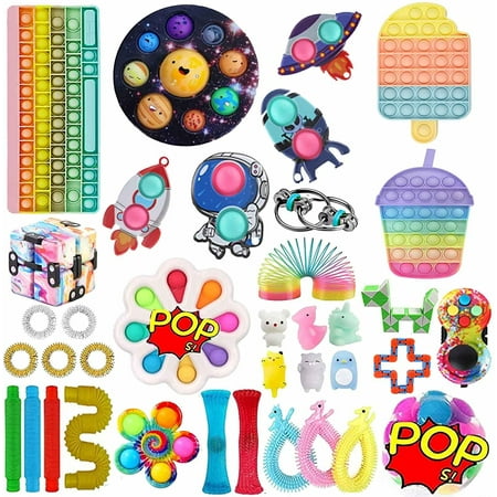 IGUOHAO Fidget Toy Pack, Pop Bubble Cheap Sensory Fidget Toy Set Stress Relief Toys with Marble ...