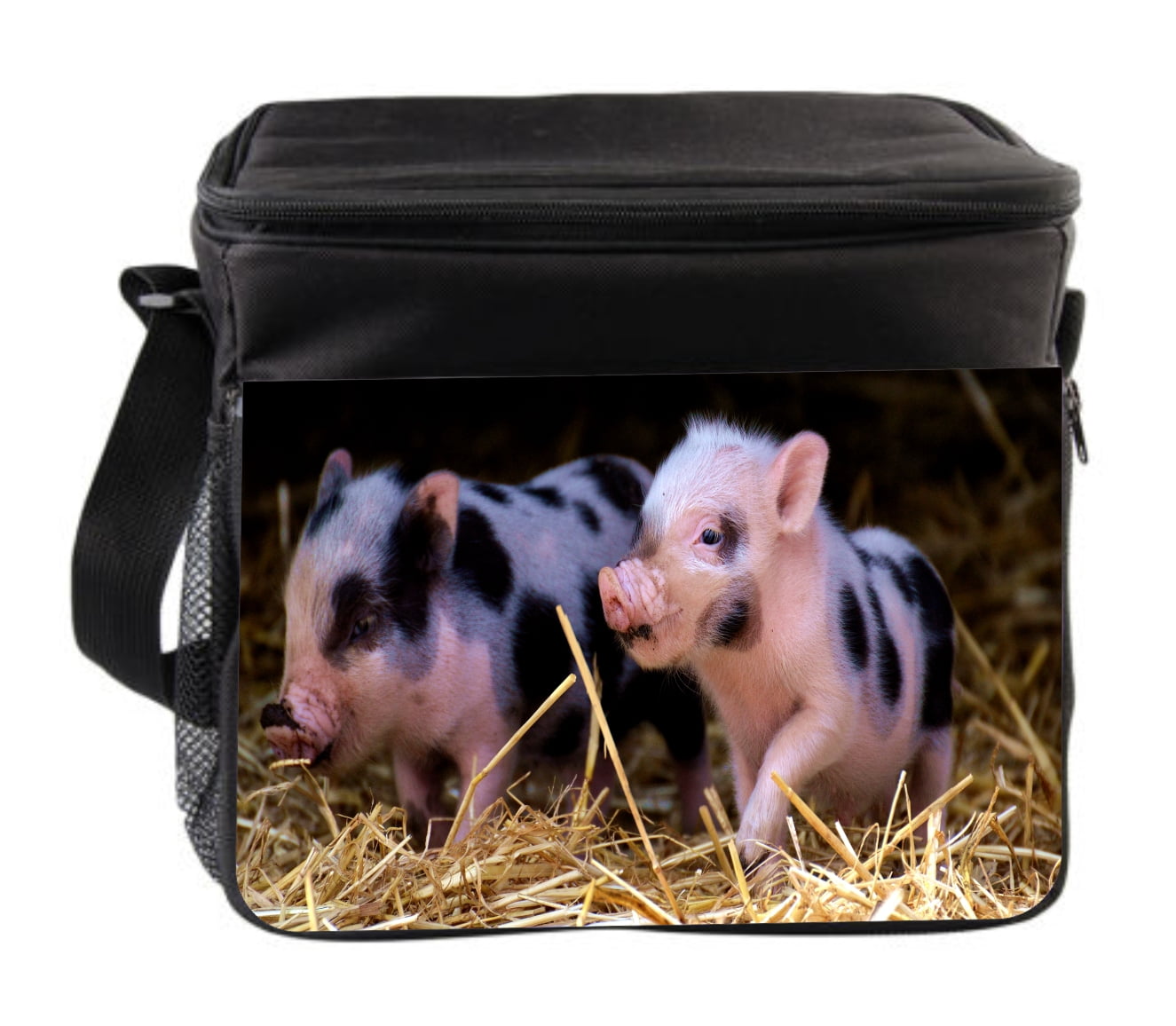 Animal Pink Black Pig Piglets Cross Body Thermal Cooler Bag For Travel ...