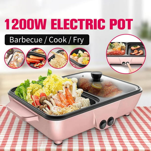 Peggybuy 1000W 2 in 1 Non-stick Electric Barbecue Hot Pot Multi Roast ...