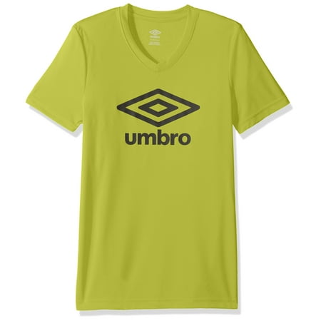 Umbro Girls logo Climate Short Sleeve Tee, Sulphur Spring/Black, X ...