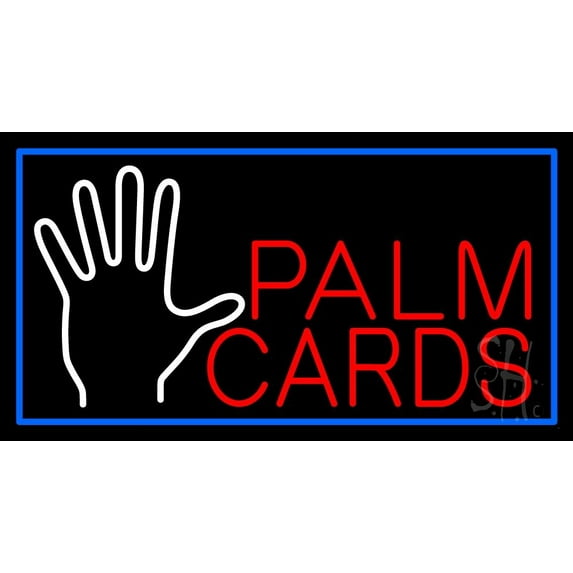 Red Palm Cards Blue Border LED Neon Sign 13" Tall x 24" Wide - inches ...