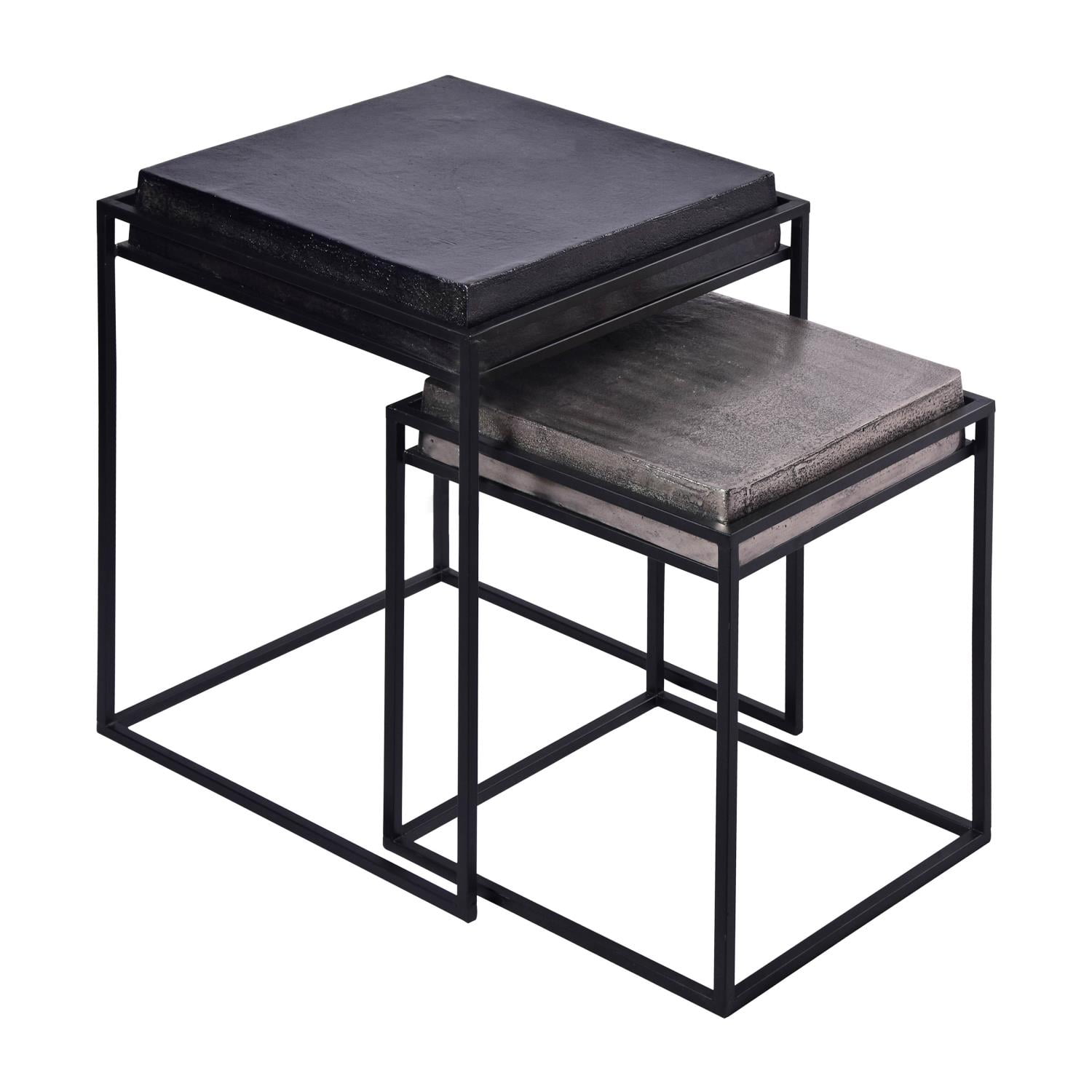 Sagebrook Home Aluminum Set Of 2 Nested Square Side Tables With Multi ...