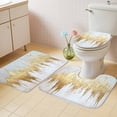 Abstract Art Bathroom Rugs Set Gold Color Block Artwork Minimalist Art ...