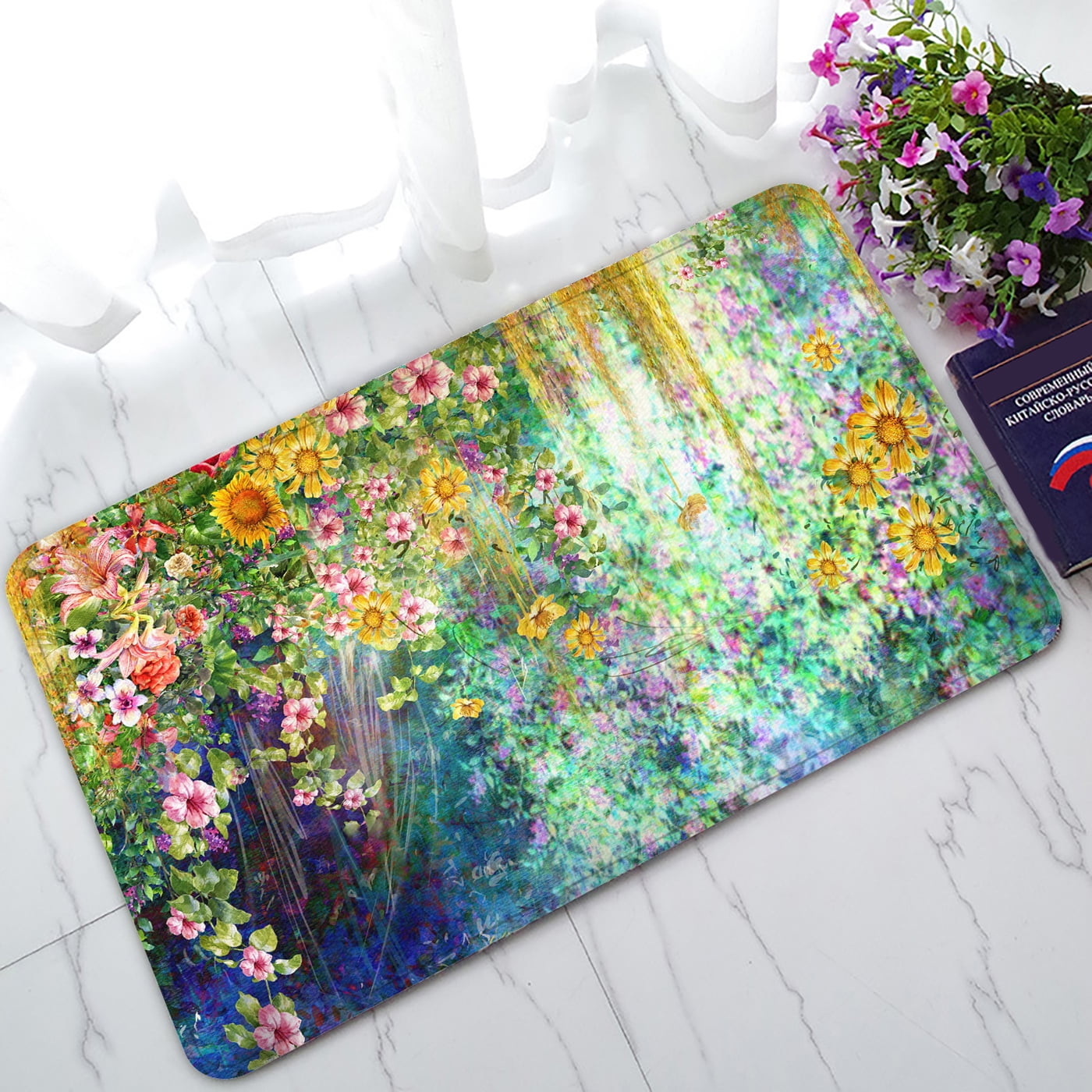 YKCG Spring Sunflower Mystic Floral Flower Doormat Indoor/Outdoor ...