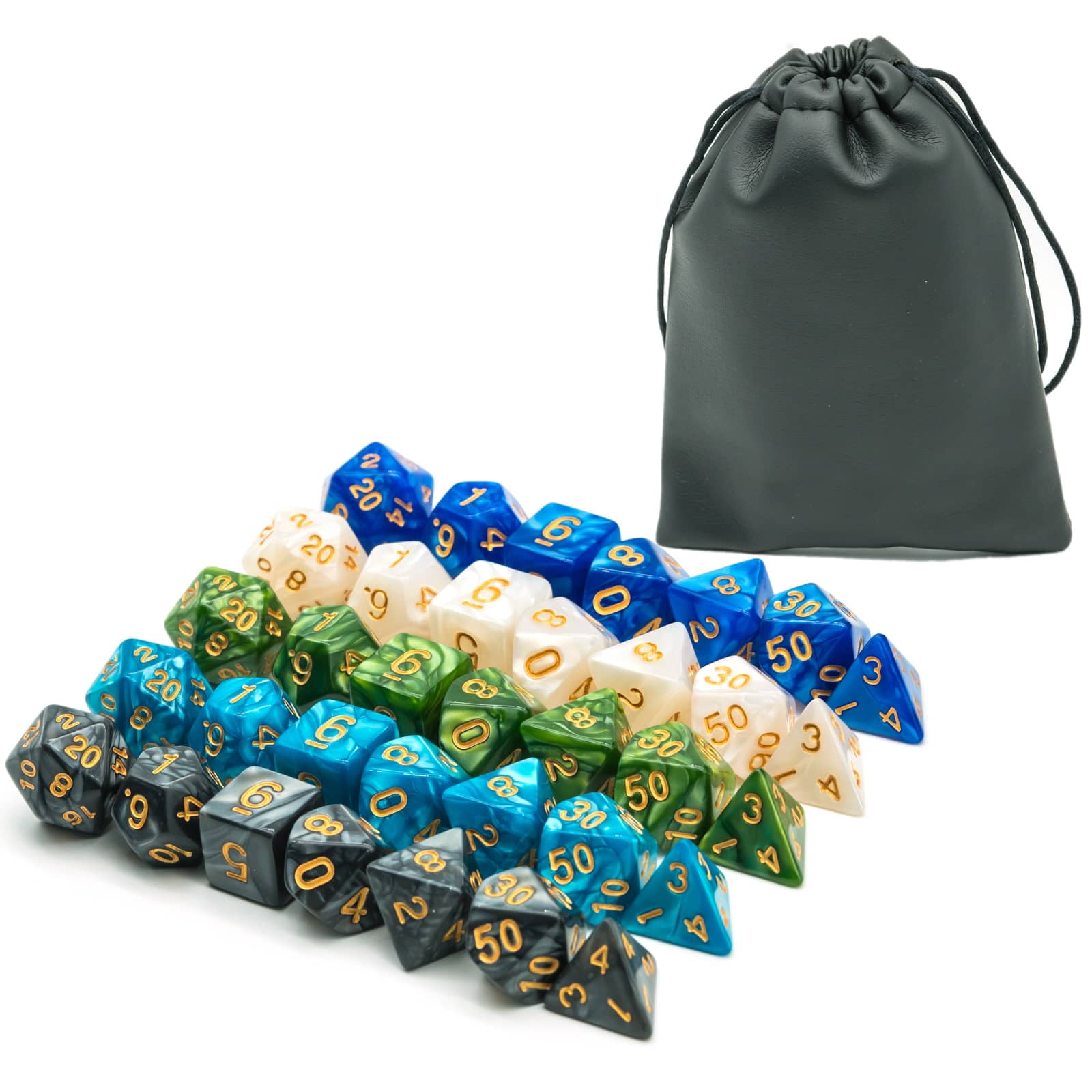 Cusdie 5 Sets/35PCS DND Dice Polyhedral Dice Set, Monochrome D&D Dice ...