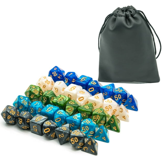 Cusdie 5 Sets/35PCS DND Dice Polyhedral Dice Set, Monochrome D&D Dice ...