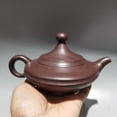 Asian Clay Tea Pot Purple Kitchen Cute Bead Knob Flat Round Layered Low ...