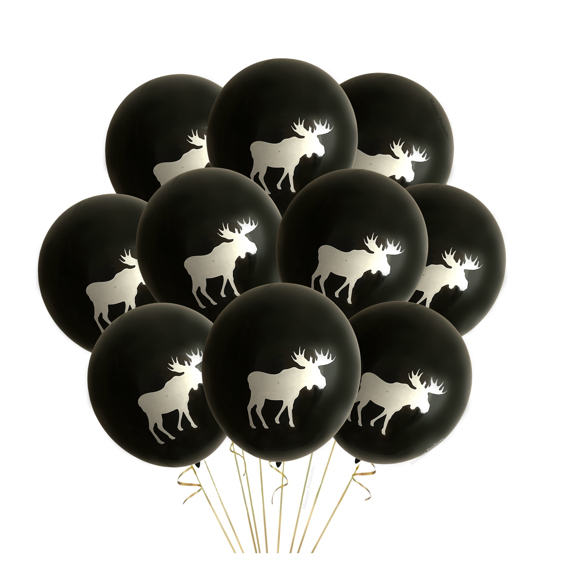 Moose Balloons 12ct, Black Moose Birthday Party Latex Balloons 12 ...