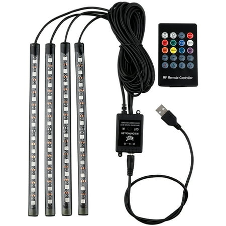 Car Led Strip Light, 4PCS 36 Led Dc Multicolor Music Car Usb Interior ...