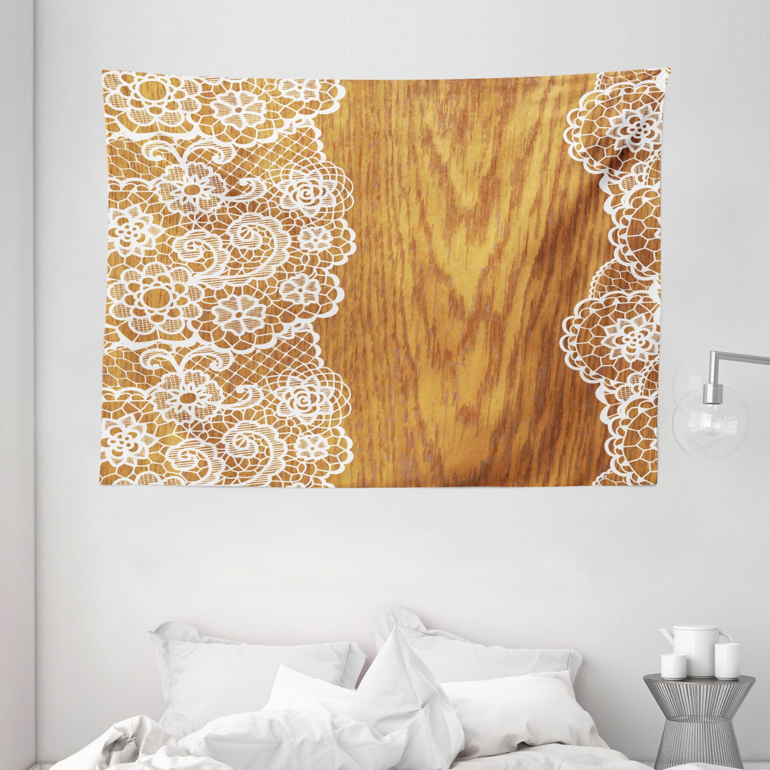 Vintage Tapestry, Shabby Chic Lace Pattern on Wooden Rustic Background ...