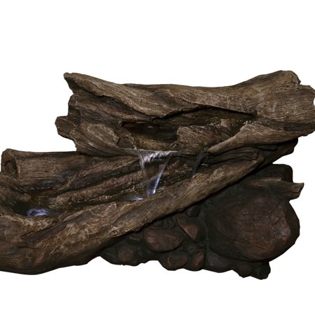 Alpine Corporation Outdoor 3-Tier Fallen Tree Trunk Water Fountain with ...