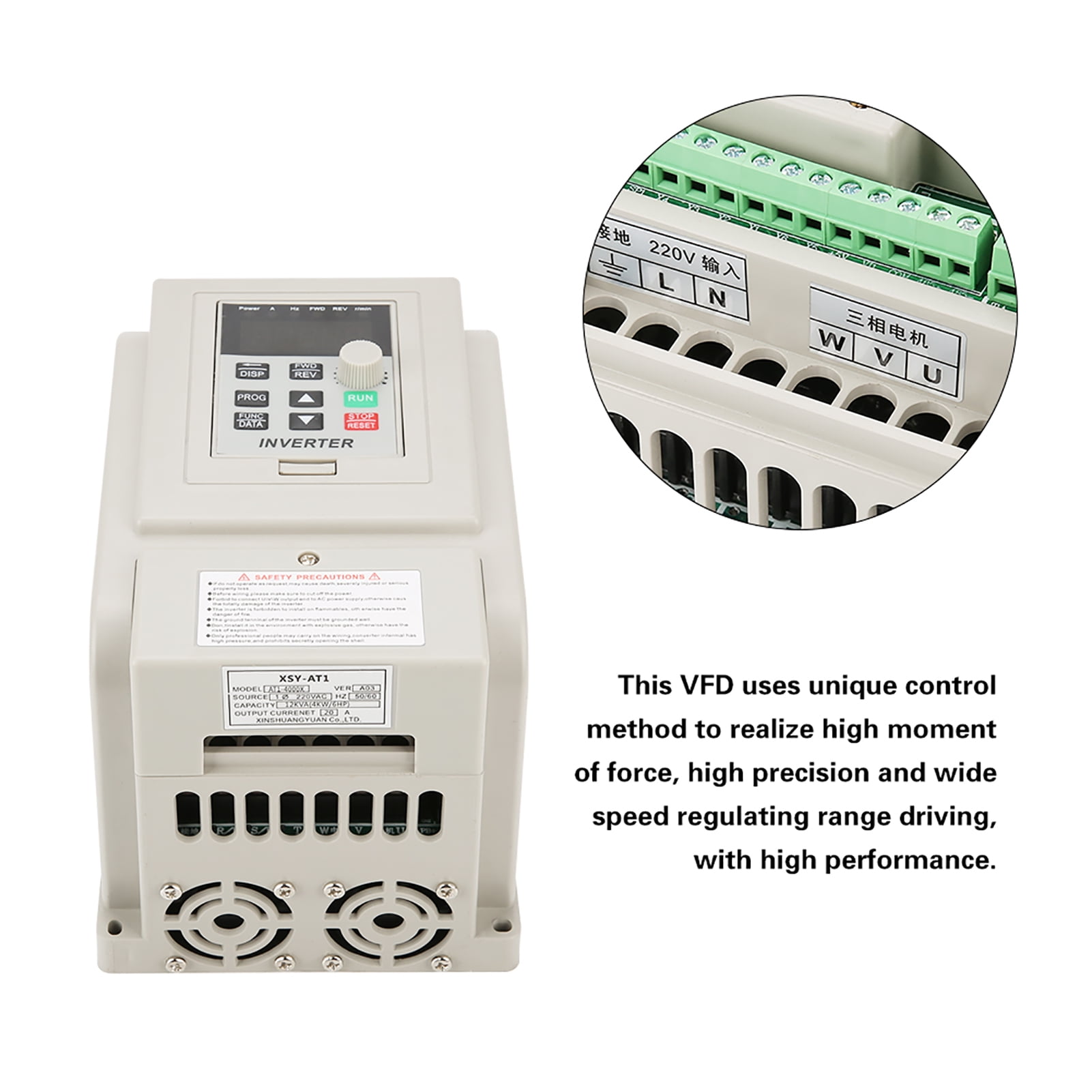 Buy Tebru Variable Speed Drive,220V Single-phase Variable Frequency Drive VFD Speed Controller ...