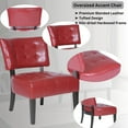 Roundhill Furniture Red Leather Tufted Accent Chair With Oversized
