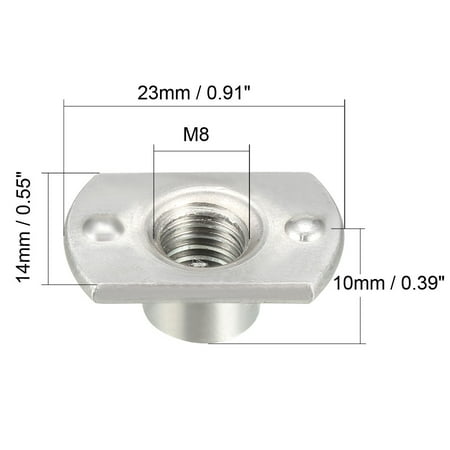 M8 Carbon Steel Slab Base T-Shaped 2 Projection Weld Nuts 25 Pcs ...