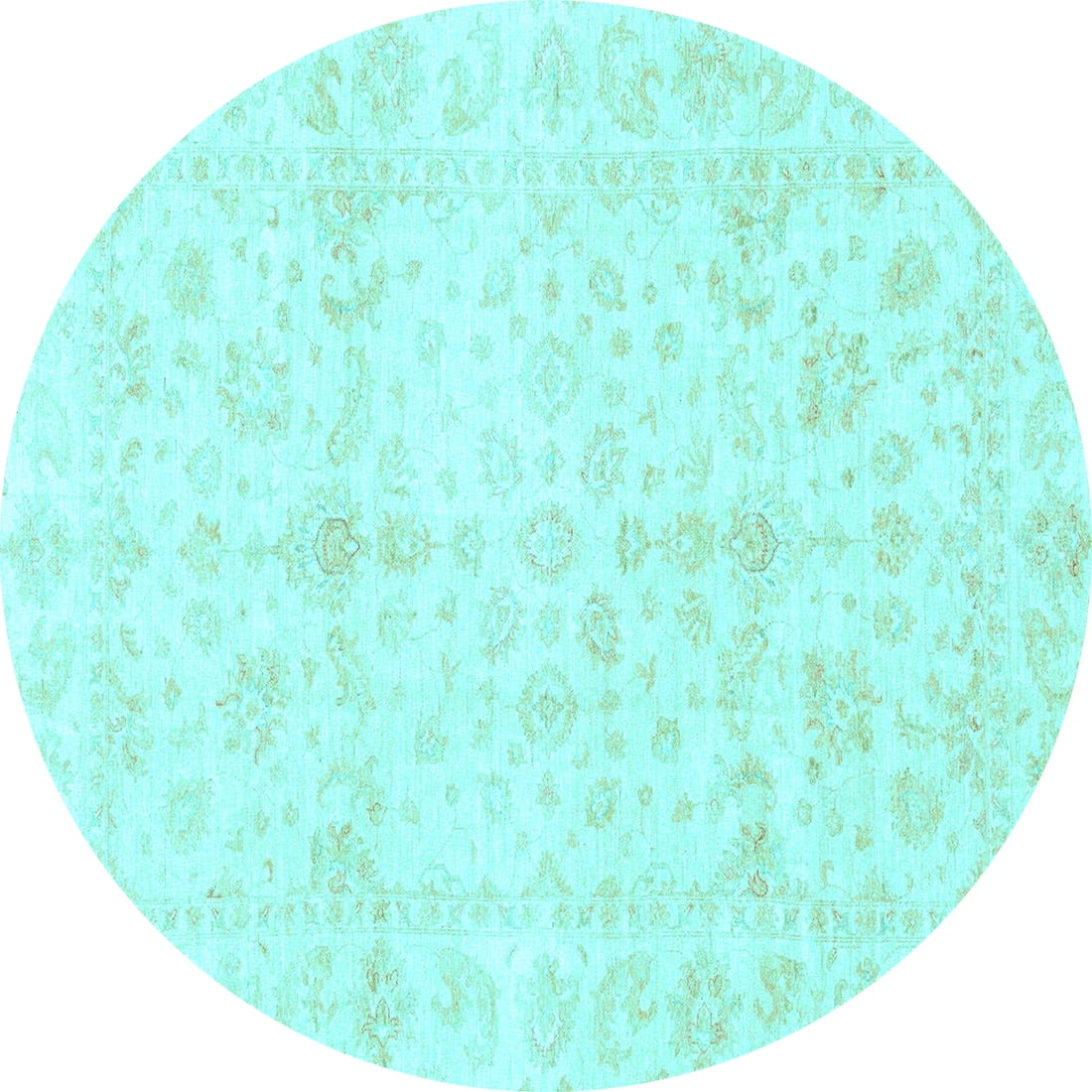 Ahgly Company Indoor Round Oriental Light Blue Traditional Area Rugs, 8 ...