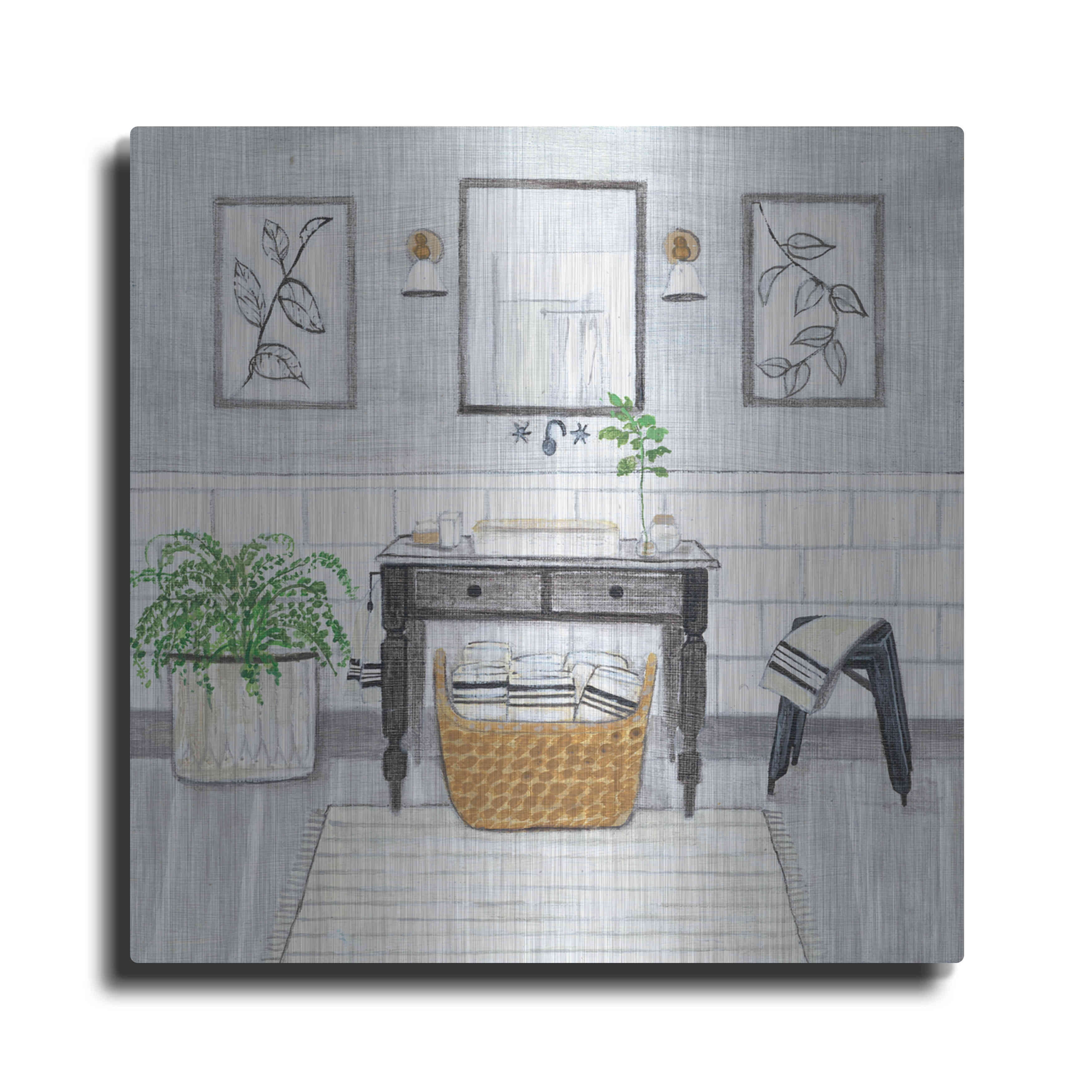 Luxe Metal Art 'Upstate Farmhouse Bath I' by Jadei Graphics, Metal Wall ...