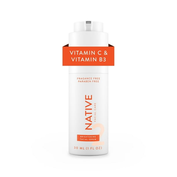 Native Brightening Facial Serum, with Vitamin C , Fragrance Free, 1 oz ...